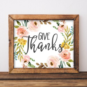 Give Thanks Printable, Fall Decor, Autumn Sign, Thanksgiving Digital ...