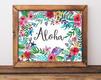 Aloha Palm Tree Home Decor Printable Wall Art Instant Download - Etsy
