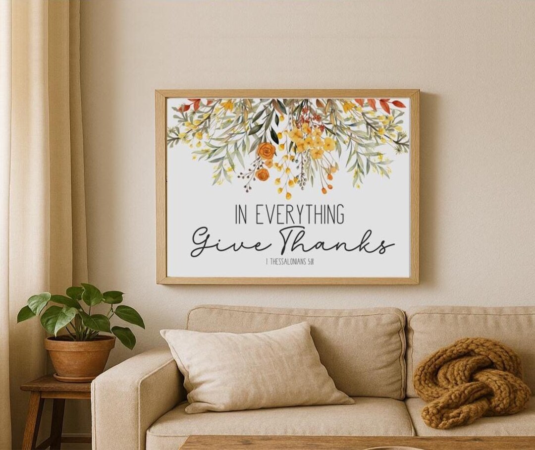 Give Thanks Bible Verse Printable | 1 Thessalonians 5:18 Scripture Wall ...