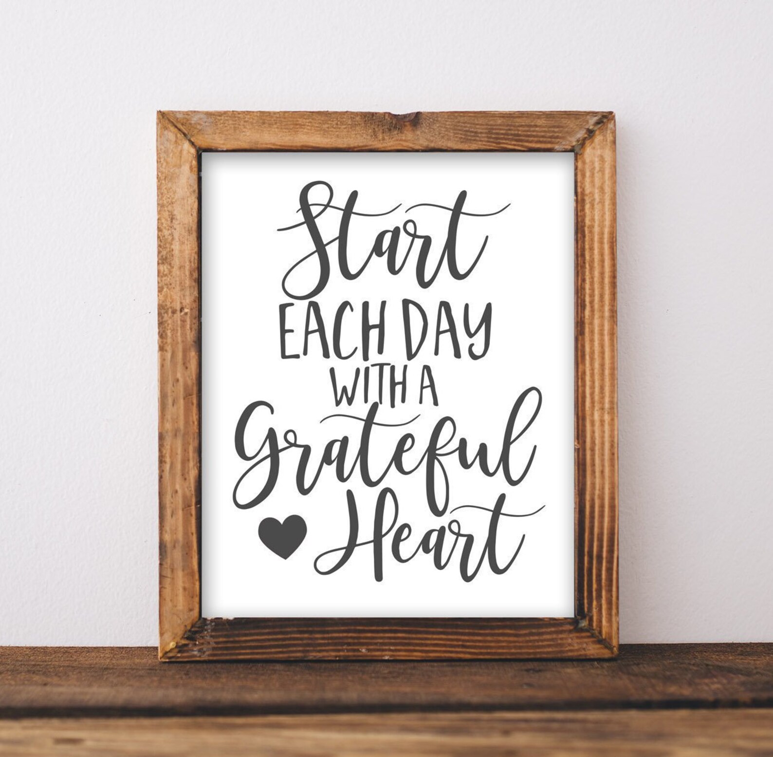 Printable Wall Art Start Each Day With a Grateful Heart DIY - Etsy
