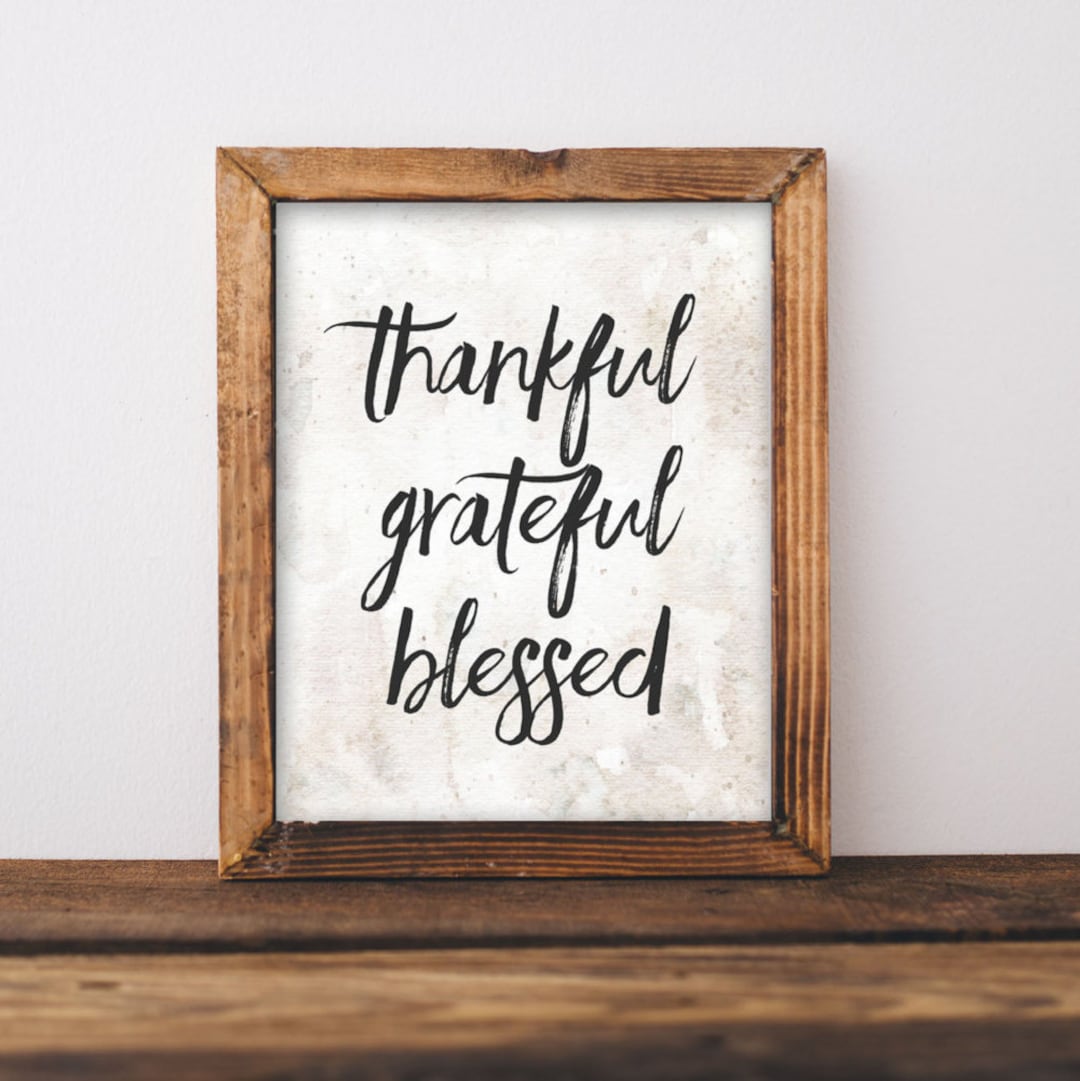 Fall Printable Wall Art Thankful Grateful Blessed Fall Art Floral Art ...