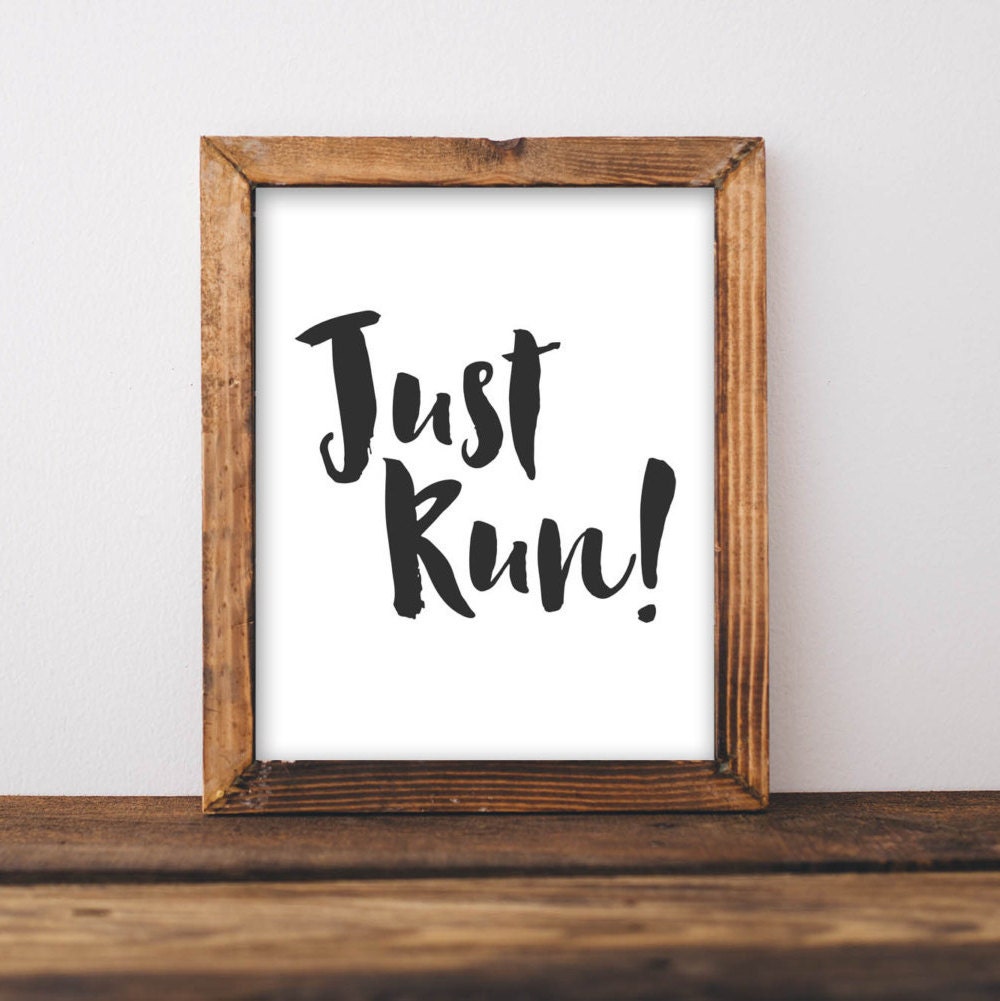 Workout Printable Wall Art, Just Run Printable Quote, Home Gym Decor ...