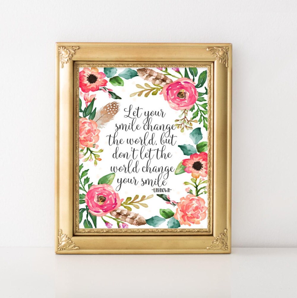 Let Your Smile Change the World 8x10 Digital Art Watercolor Floral ...