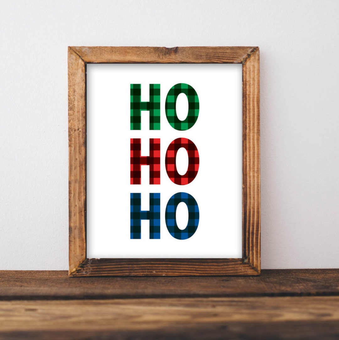 Christmas Printable Ho Ho Ho Print Plaid Printable Holiday Printable ...