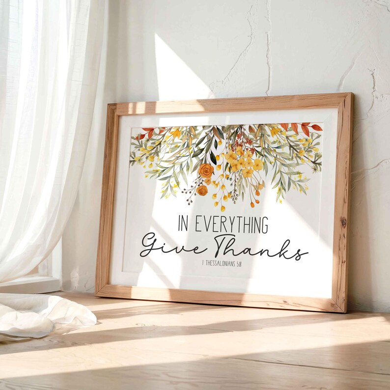 Give Thanks Bible Verse Printable | 1 Thessalonians 5:18 Scripture Wall ...