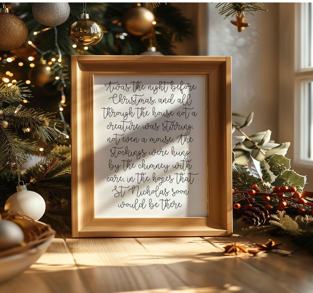 Twas the Night Before Christmas Printable, Holiday Poem Wall Decor ...