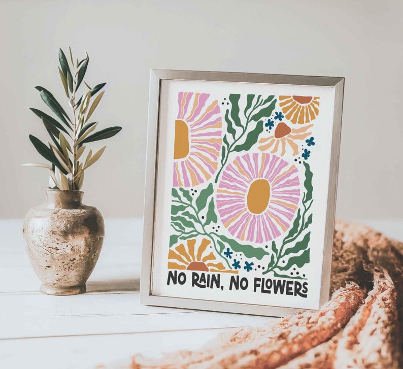 Floral Inspirational Quote Print: Modern Boho Wall Art (digital ...
