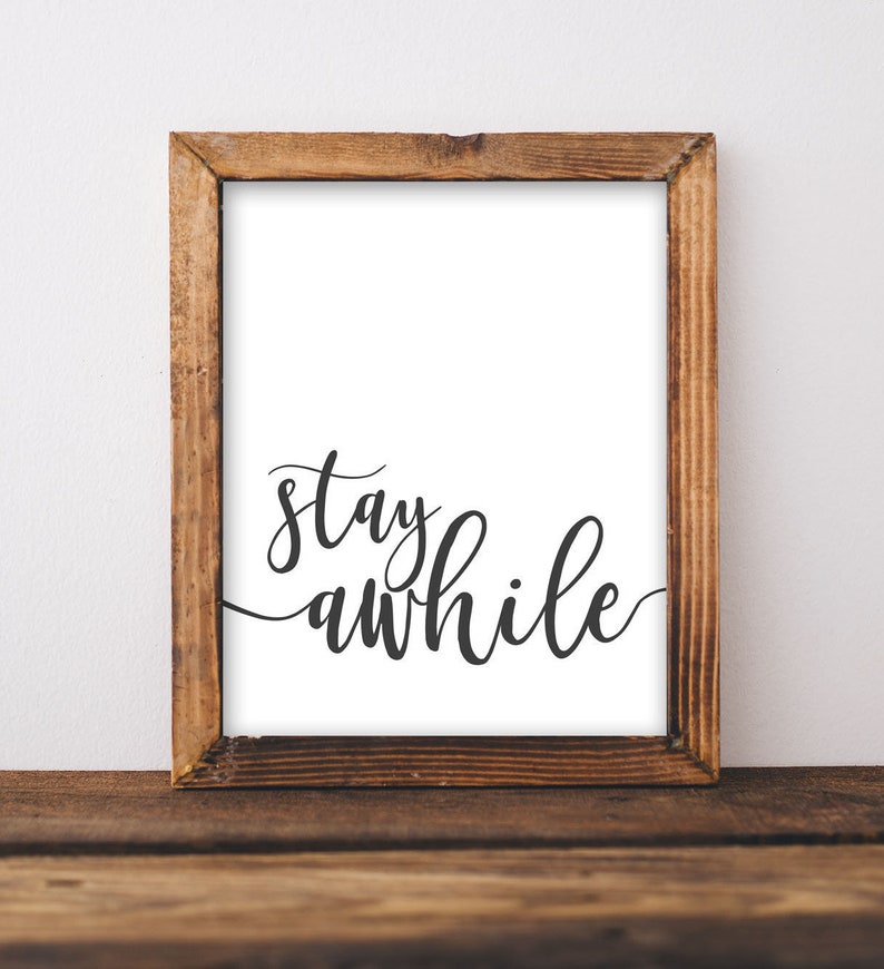 Quote Printable Wall Art Stay Awhile Guest Bedroom Art - Etsy