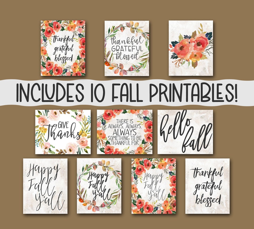Fall Bundle Printable Wall Art, Thanksgiving, Autumn, Halloween ...