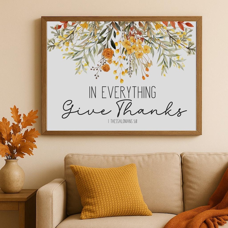 Give Thanks Bible Verse Printable | 1 Thessalonians 5:18 Scripture Wall ...
