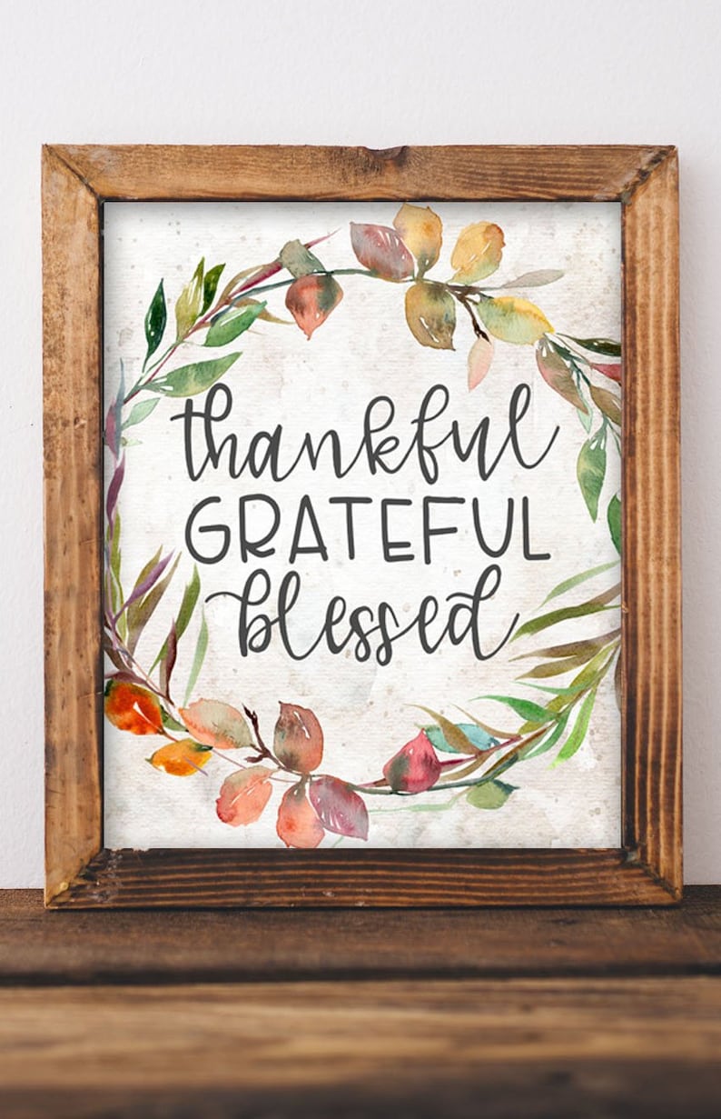 Fall Printable Art Thankful Grateful Blessed DIY Home Decor - Etsy