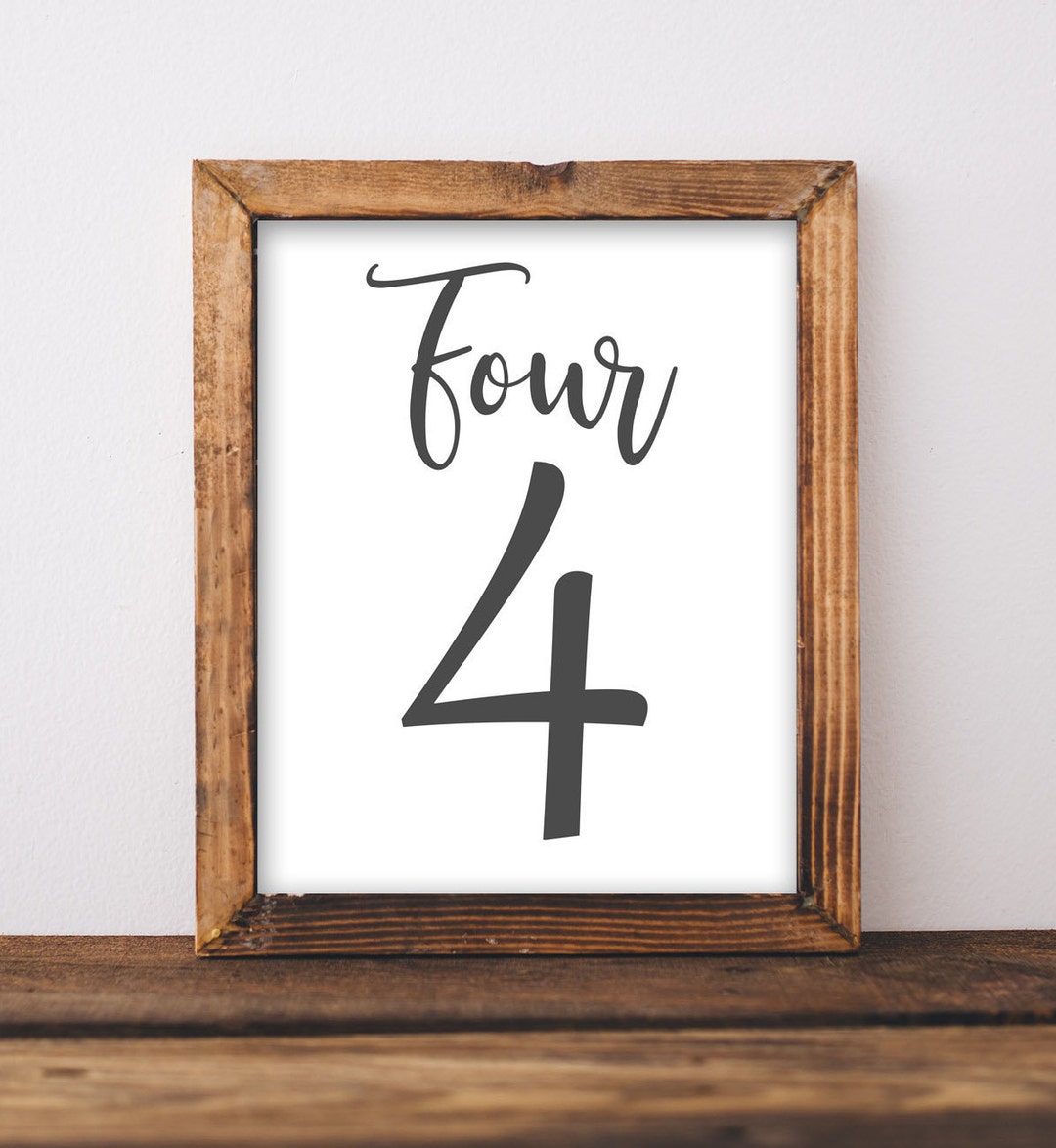 Printable Wall Art, Four, Family of 4, Party of 4, Entryway Sign ...
