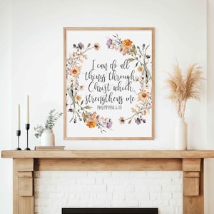 Bible Scripture Art Print Modern Boho Christian Wall Art Poster God is ...