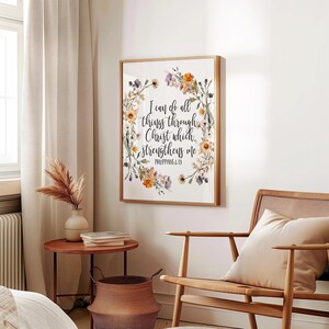 Bible Scripture Art Print Modern Boho Christian Wall Art Poster God is ...