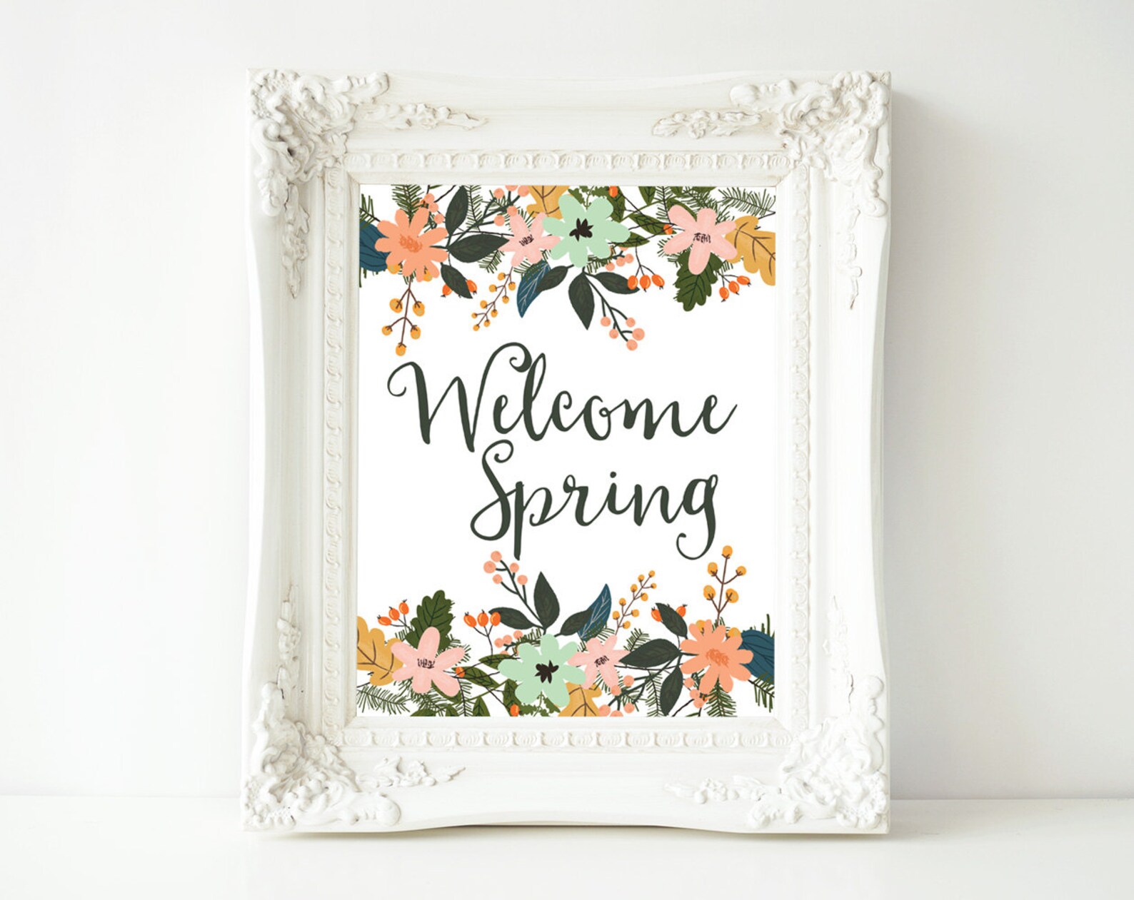 Spring Printable Wall Art Welcome Spring Printable Art - Etsy