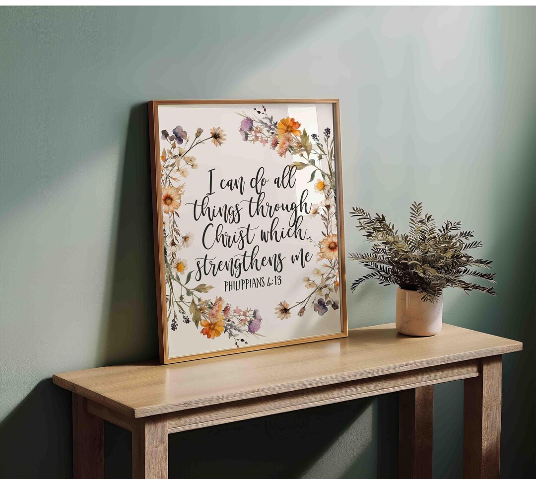 Bible Scripture Art Print Modern Boho Christian Wall Art Poster God is ...