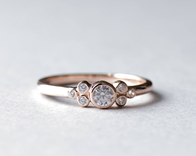 Bezel Cluster Ring, Bezel Ring, Dainty Ring, Minimalist Ring, Rose and ...