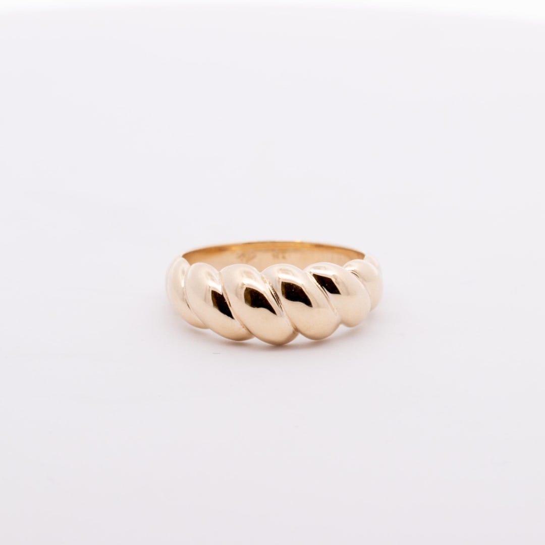 14K Croissant Ring, Puff Ring, Chunky Ring, Rose and Choc Ring - Etsy