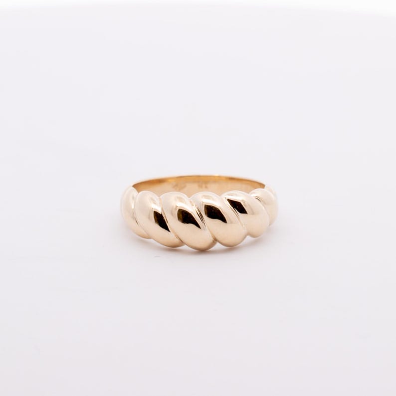 14K Croissant Ring, Puff Ring, Chunky Ring, Rose and Choc Ring - Etsy