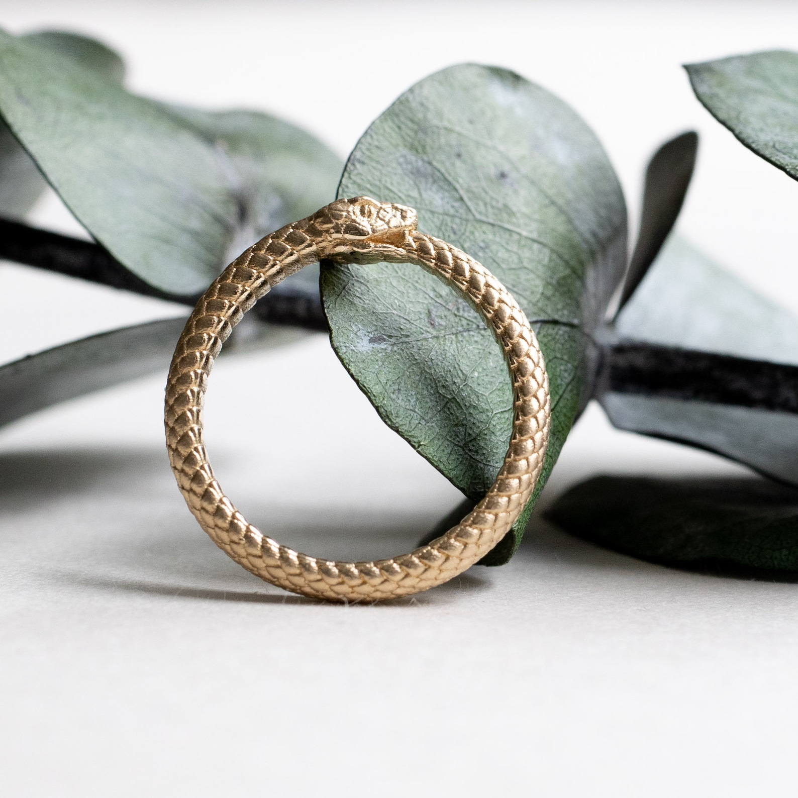 14k Solid Gold Snake Band Snake Ouroboros Ring Rose and Choc - Etsy