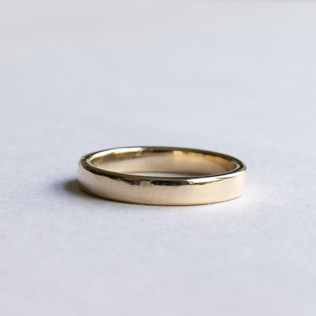 14k Yellow Gold Flat Band Ring, 3mm Wedding Band, Plain Gold Band, 3mm ...