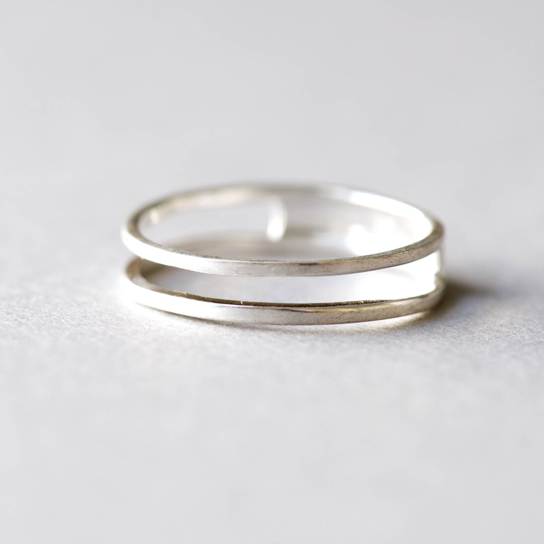 925 Sterling Silver Open Ring, Rose and Choc Ring, Double Ring ...