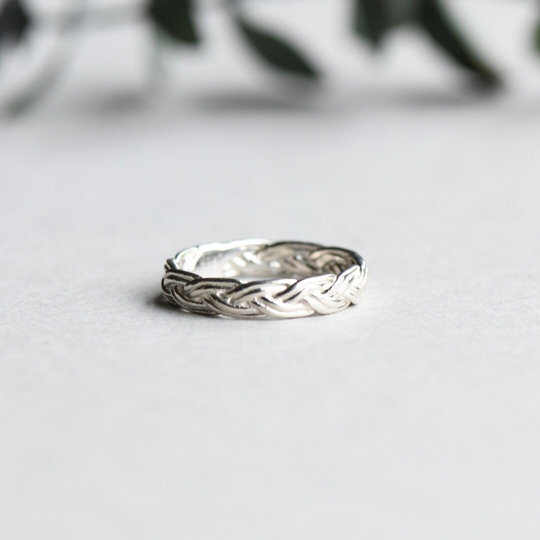 925 Sterling Silver Ring, Braided Band Ring, Interlock Ring, Stacking ...