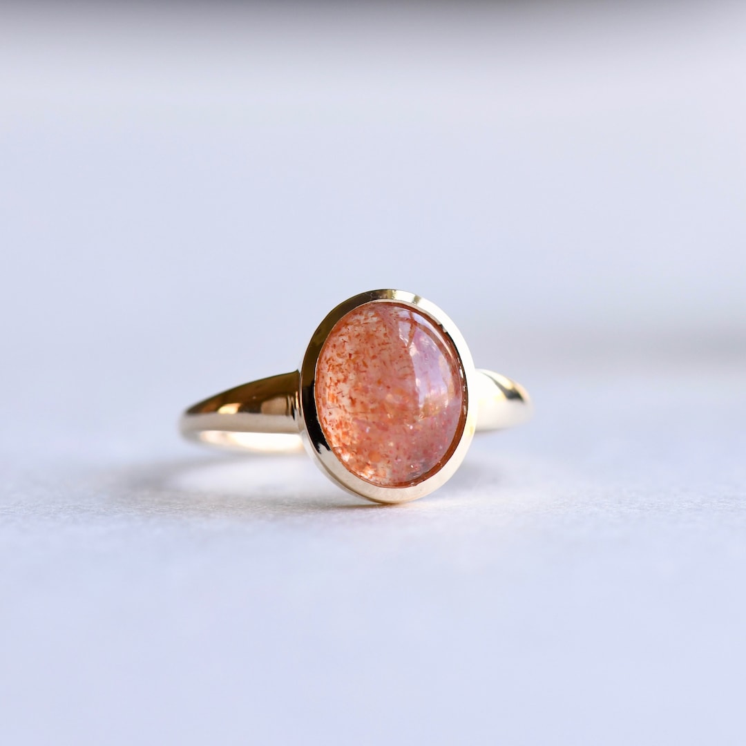 14k Yellow Gold Sunstone Ring, Gold Ring, Sunstone Ring, Statement Ring ...