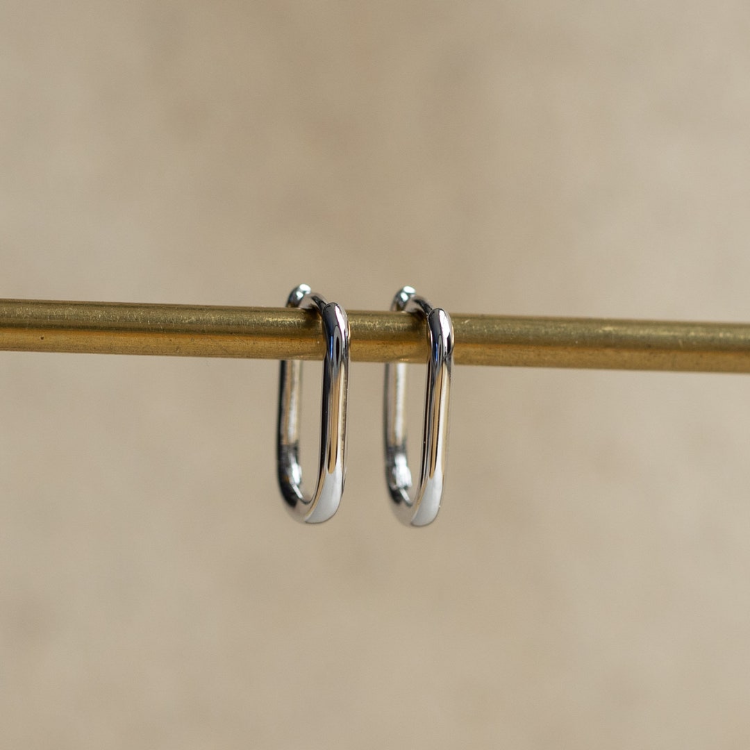 Minimal Hoop Earrings, 14mm Hoop Earrings, Gold Hoops Earrings, Rose ...