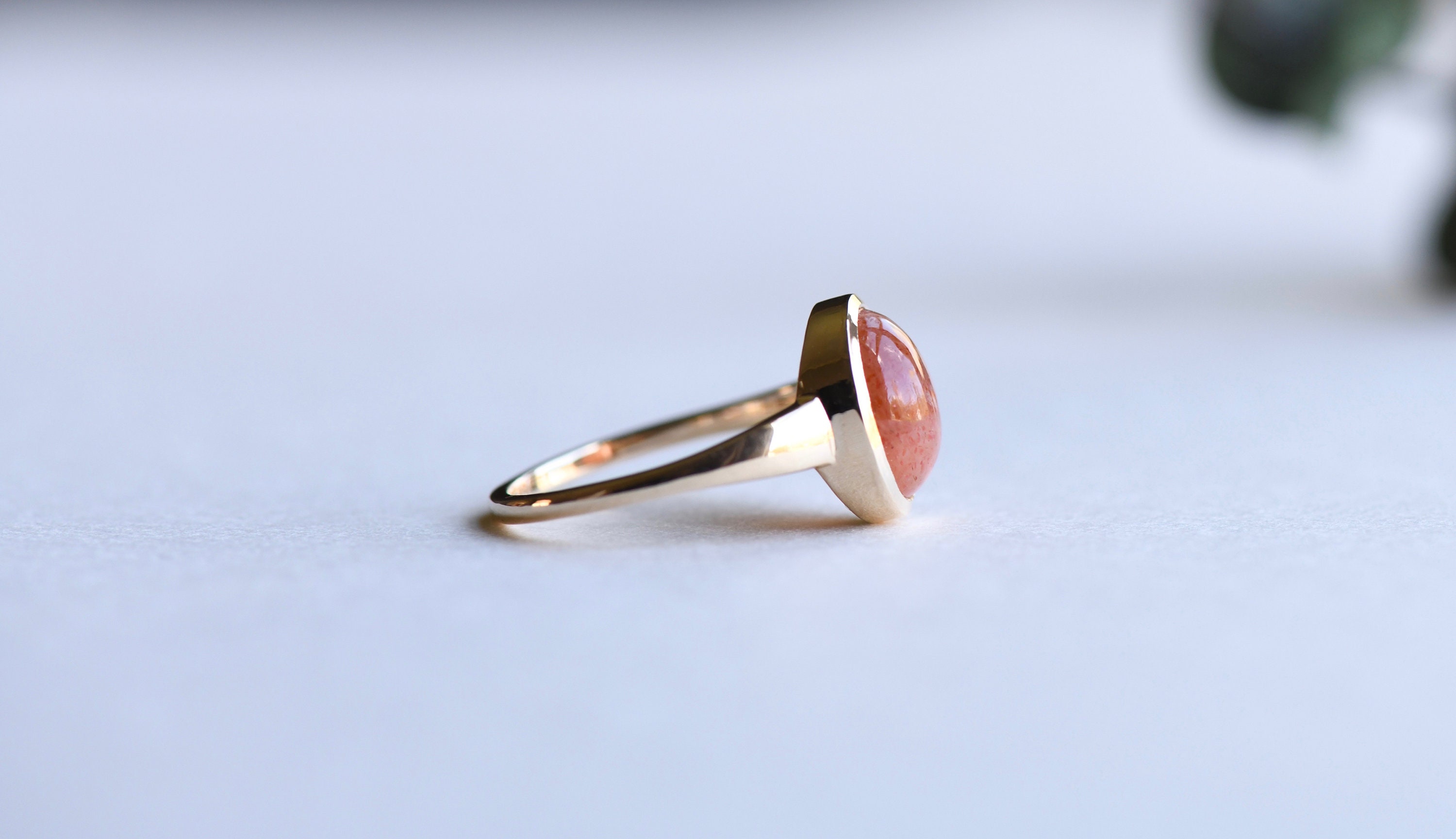 14k Yellow Gold Sunstone Ring Gold Ring Sunstone Ring - Etsy