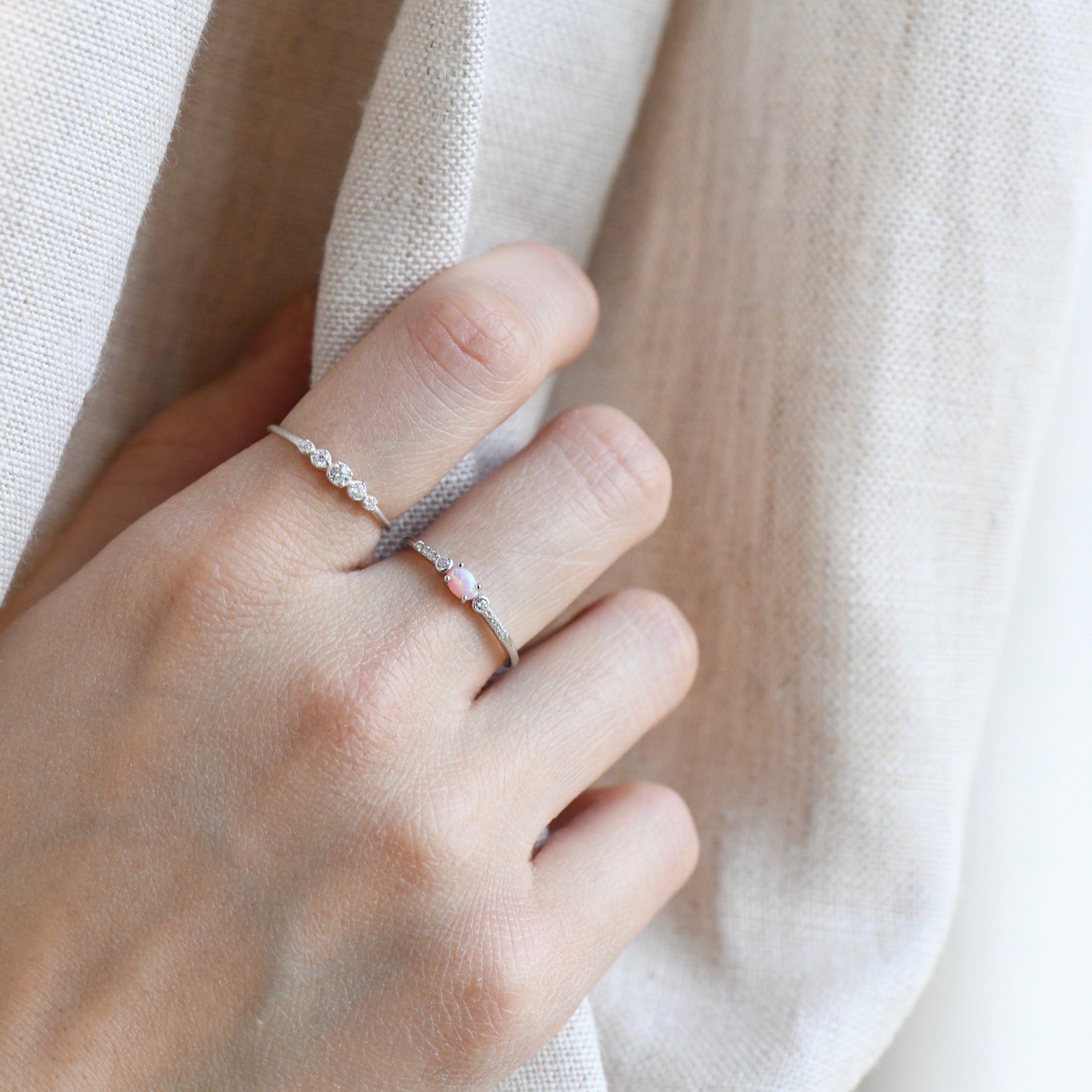 Sterling Silver Ring Five Stone Ring Engagement Ring - Etsy