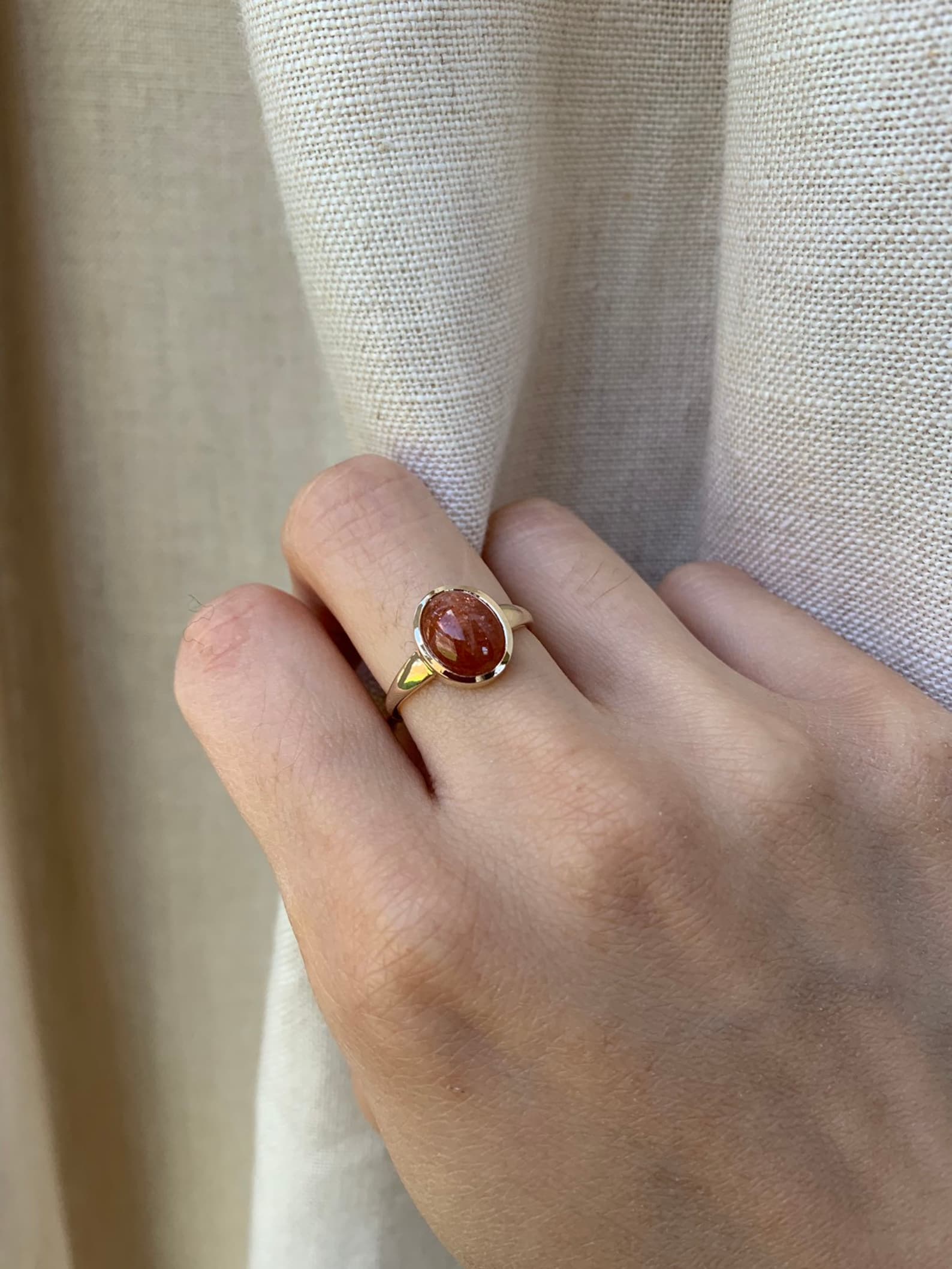 14k Yellow Gold Sunstone Ring Gold Ring Sunstone Ring - Etsy