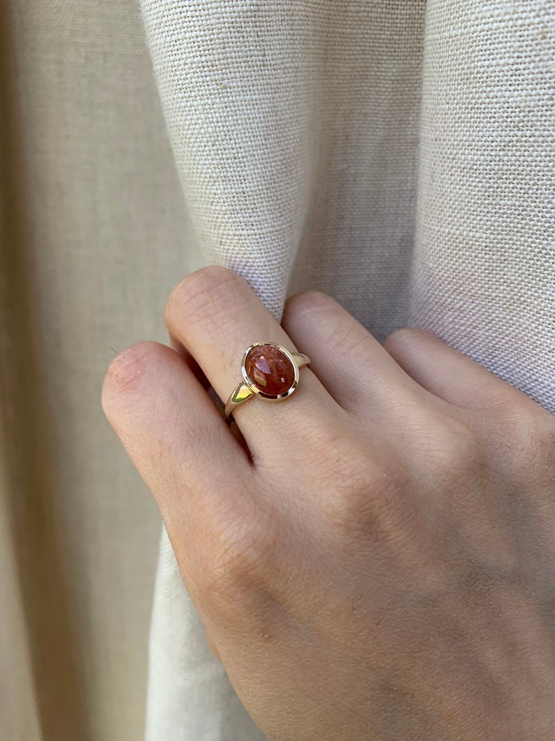 14k Yellow Gold Sunstone Ring Gold Ring Sunstone Ring - Etsy