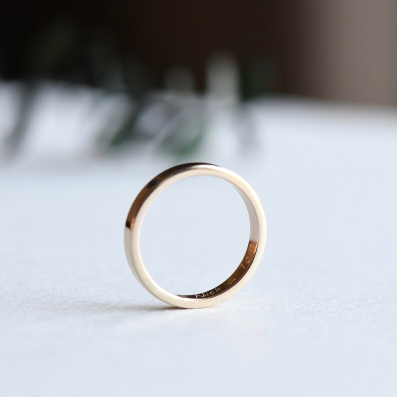 14k Yellow Gold Sapphire Ring 3mm Wedding Band Flush Setting | Etsy