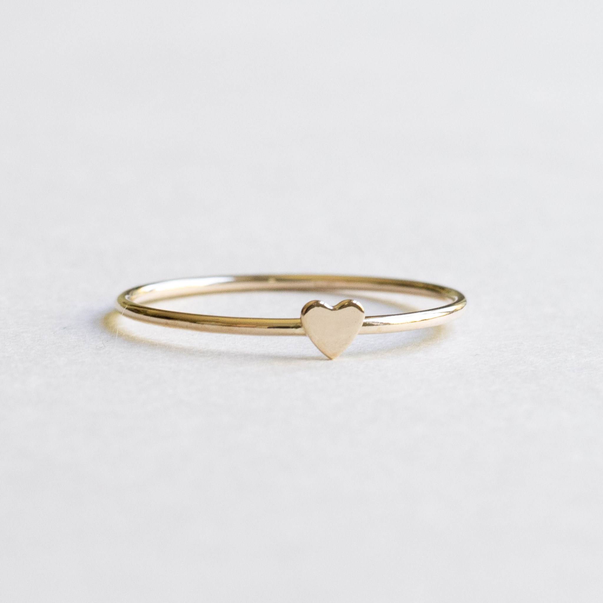 14K Solid Yellow Gold Mini Heart Ring Thin Ring Dainty Ring - Etsy