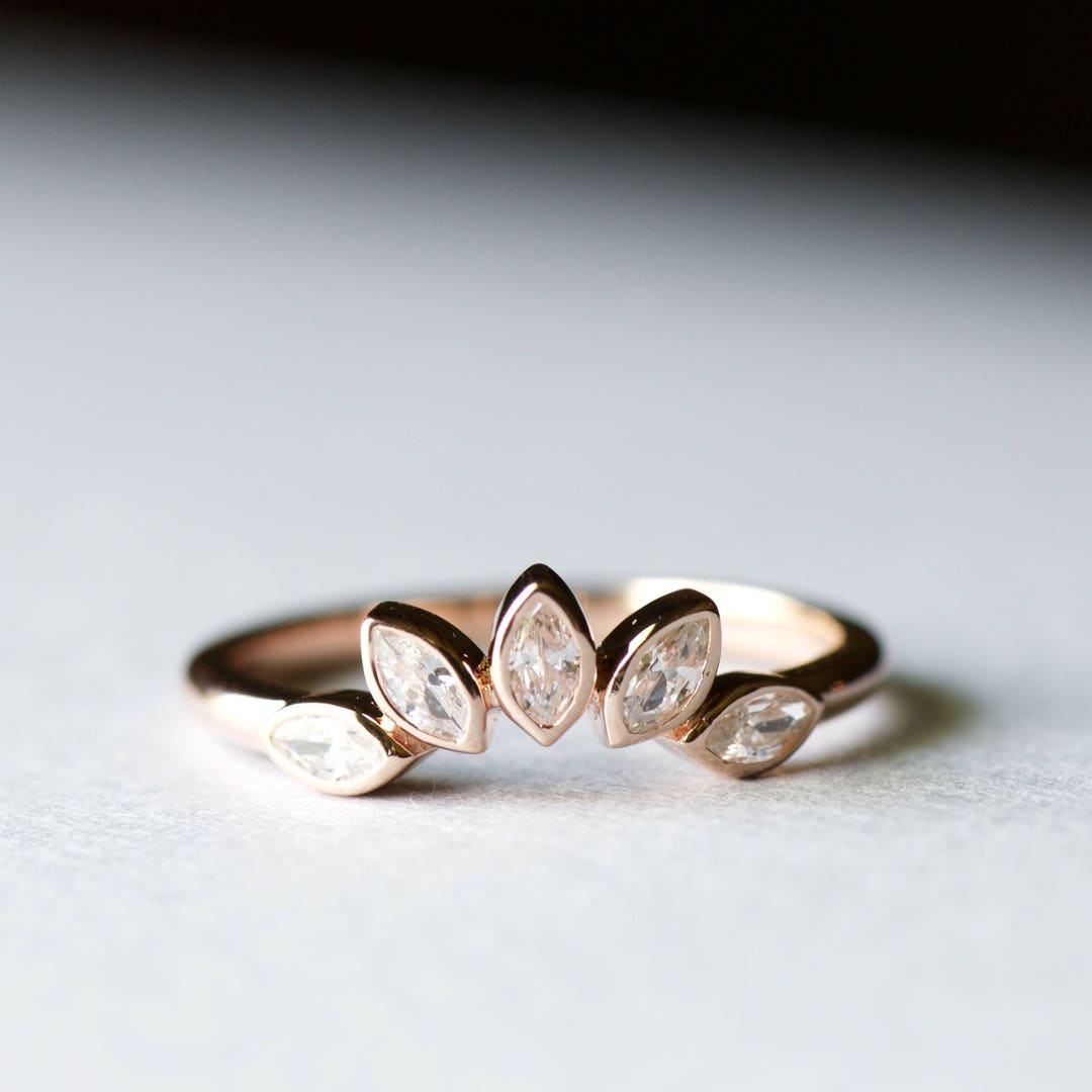 Rose Gold Leaf Ring Guard: Sterling Silver Tiara Ring Enhancer - Etsy