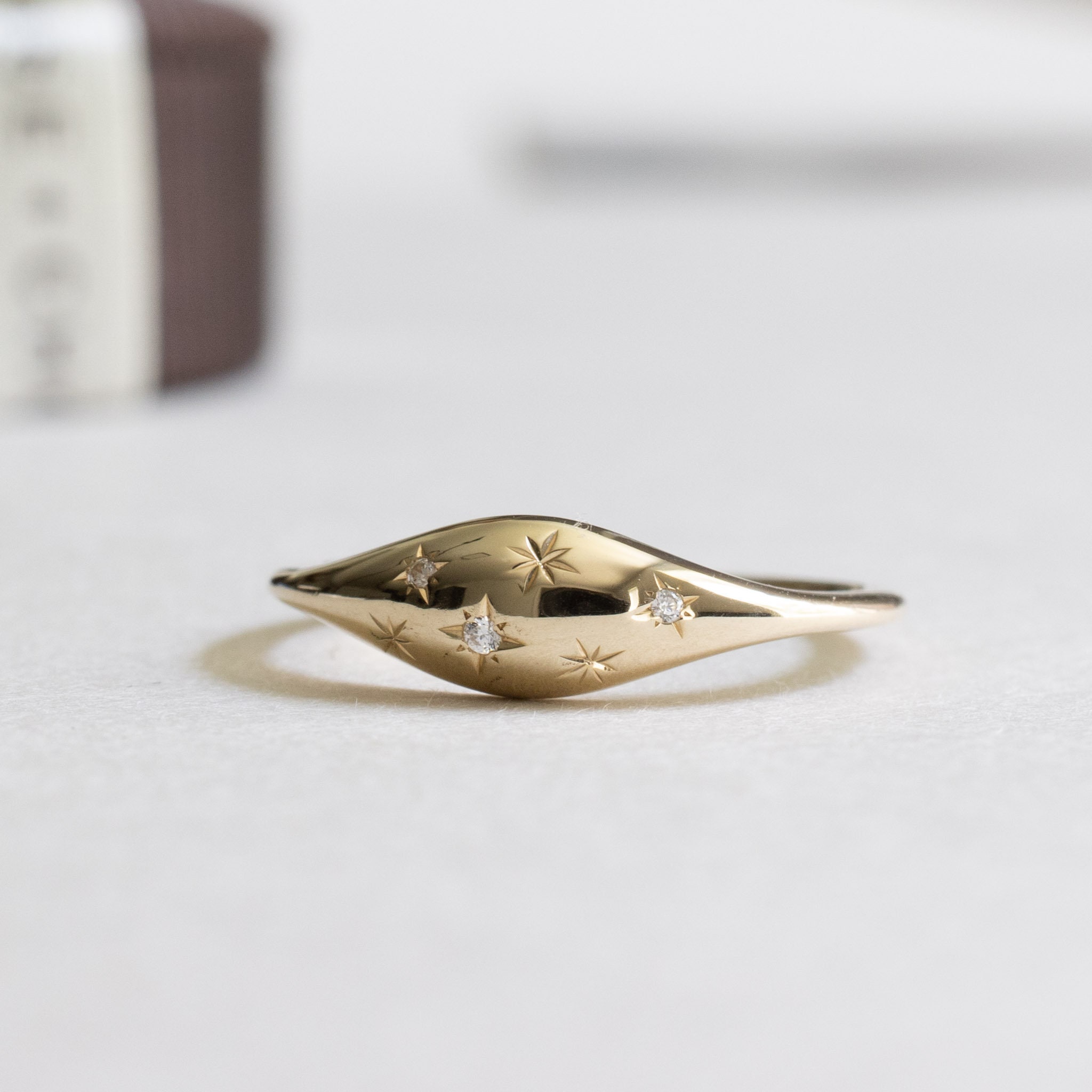 14k Solid Gold Signet Ring Cocktail Ring Chunky Ring Pinky - Etsy