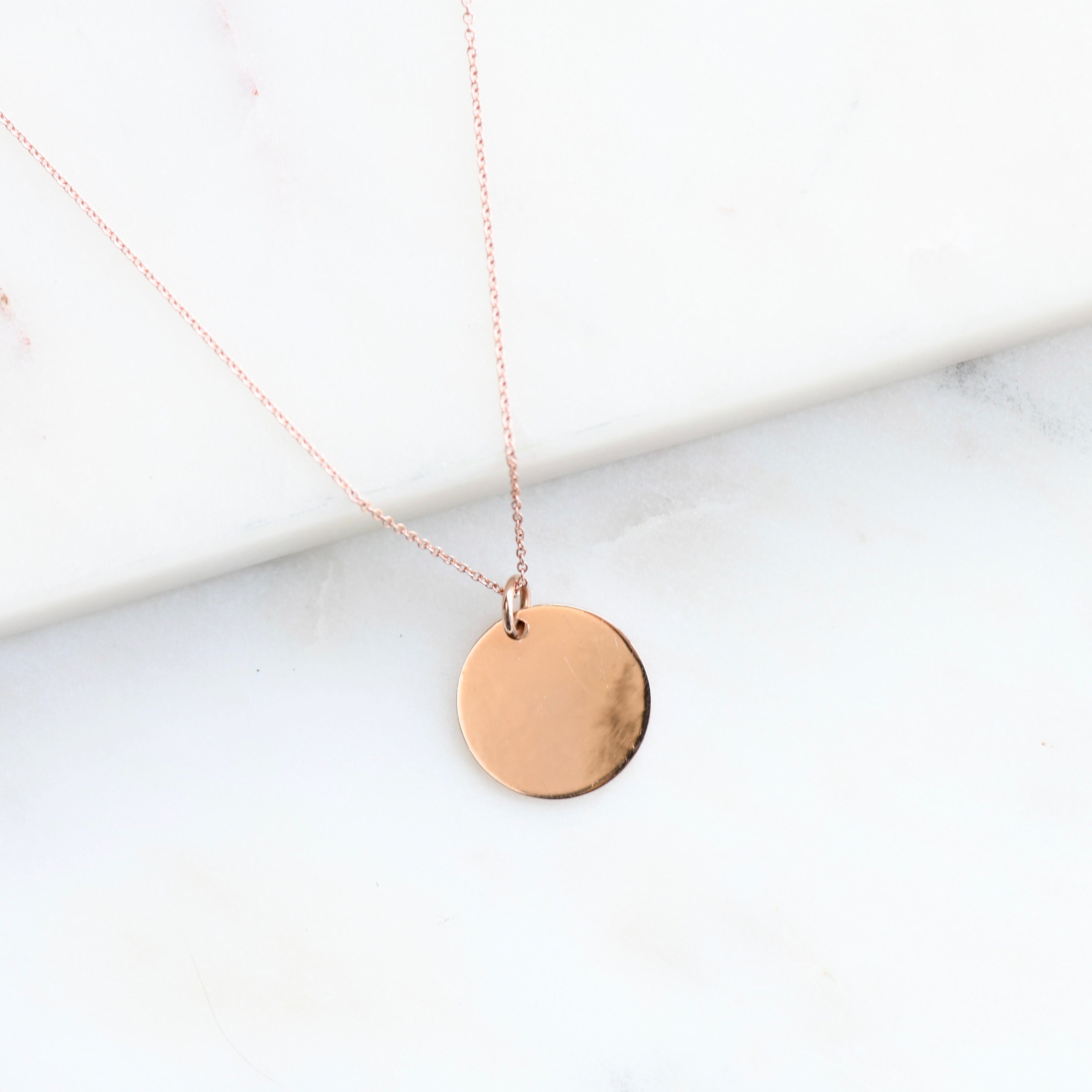 14k Solid Rose Gold Hand Engraved Monogram Necklace | Etsy