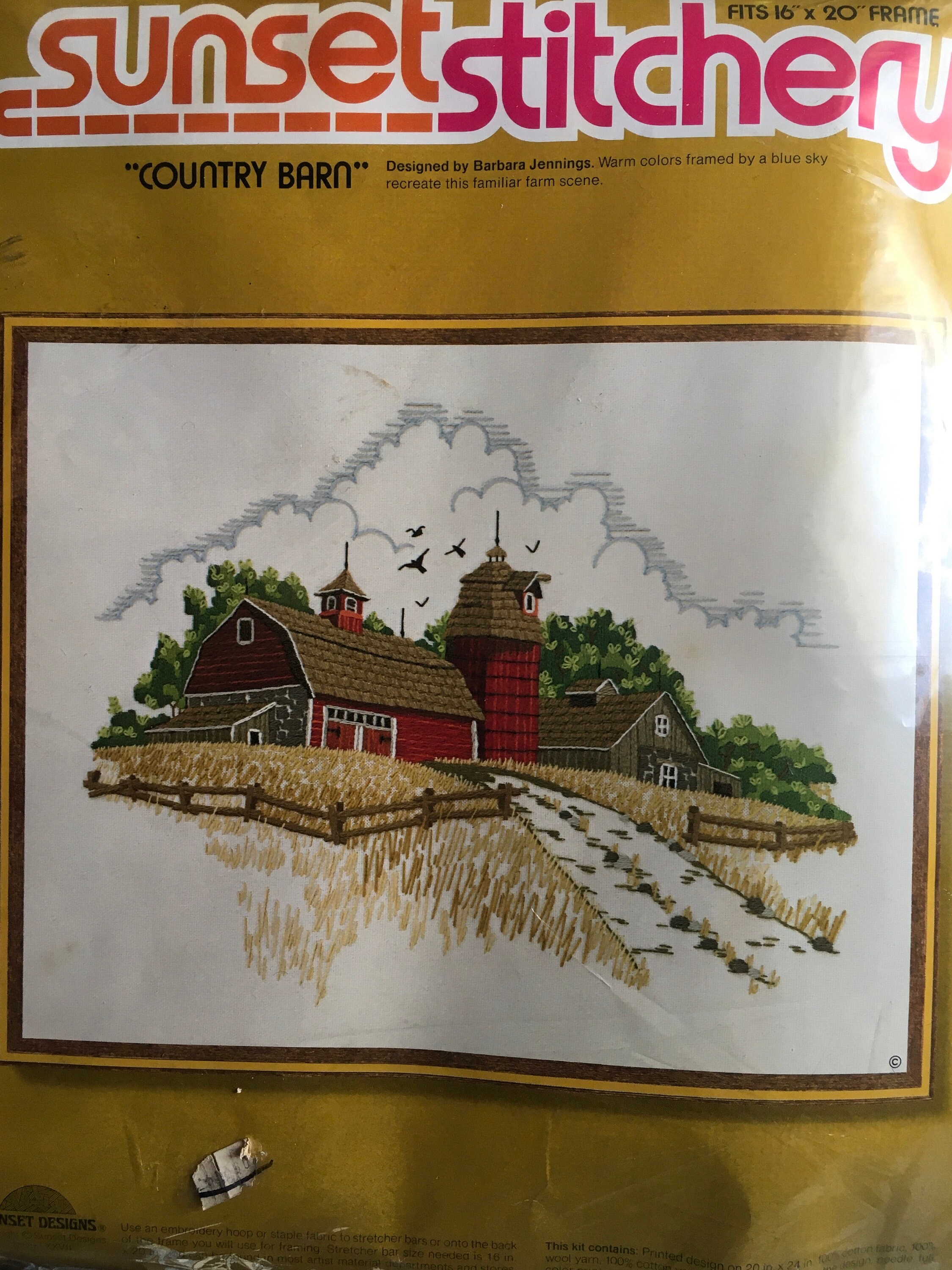 Sunset Crewel Stitchery Kit 2481 vintage - Etsy Norway