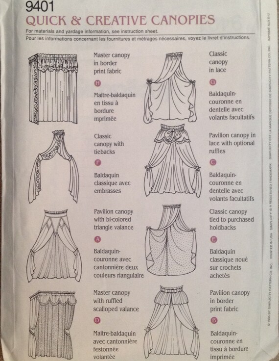 Quick & Creative Canopies Simplicity 9401 Vintage Uncut Sewing Pattern ...