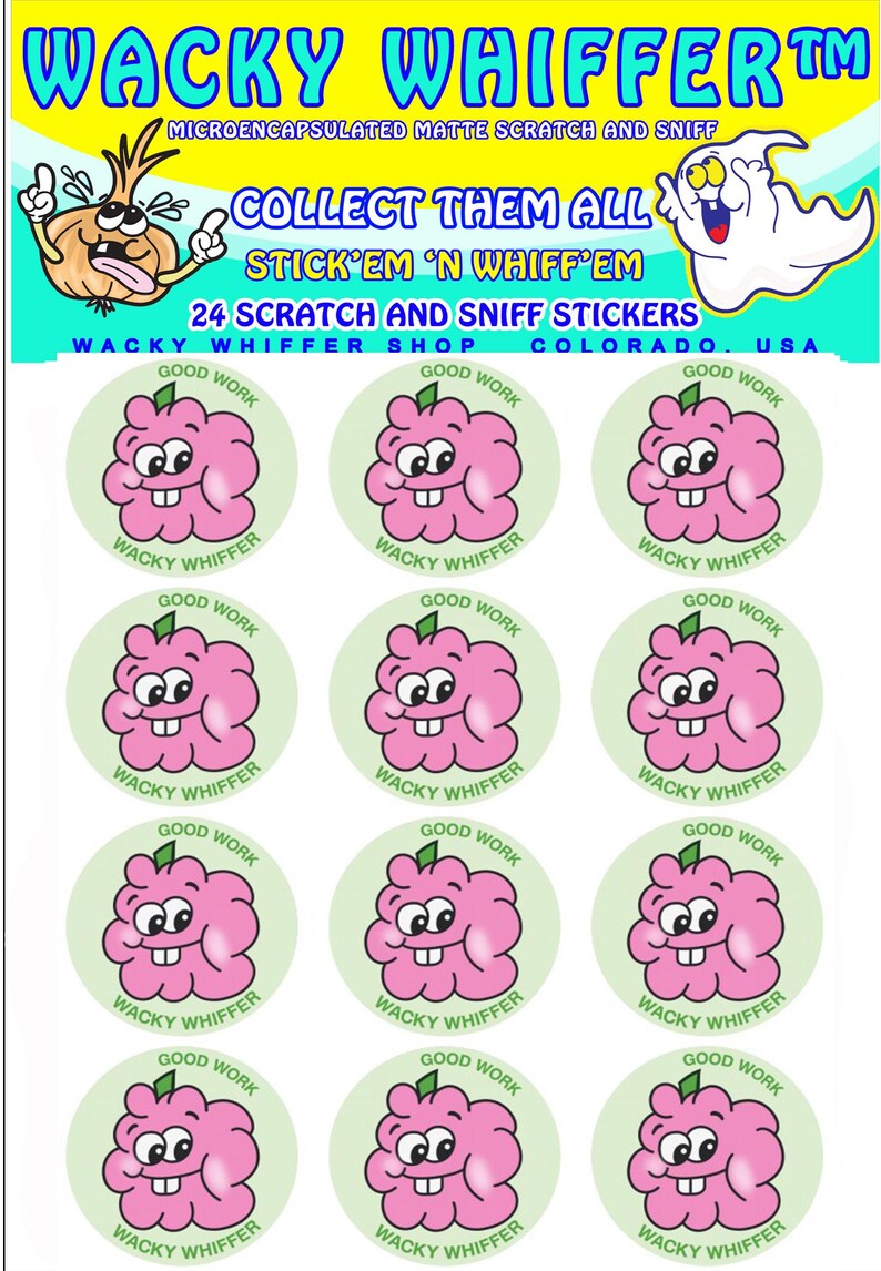 VINTAGE 1998 NEW Stock. Raspberry Scratch and Sniff Stickers. Wacky ...
