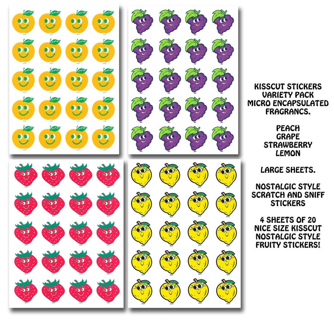 COMBO Scratch and Sniff Sticker Pack. Kisscut Assorted Fruit Stickers ...