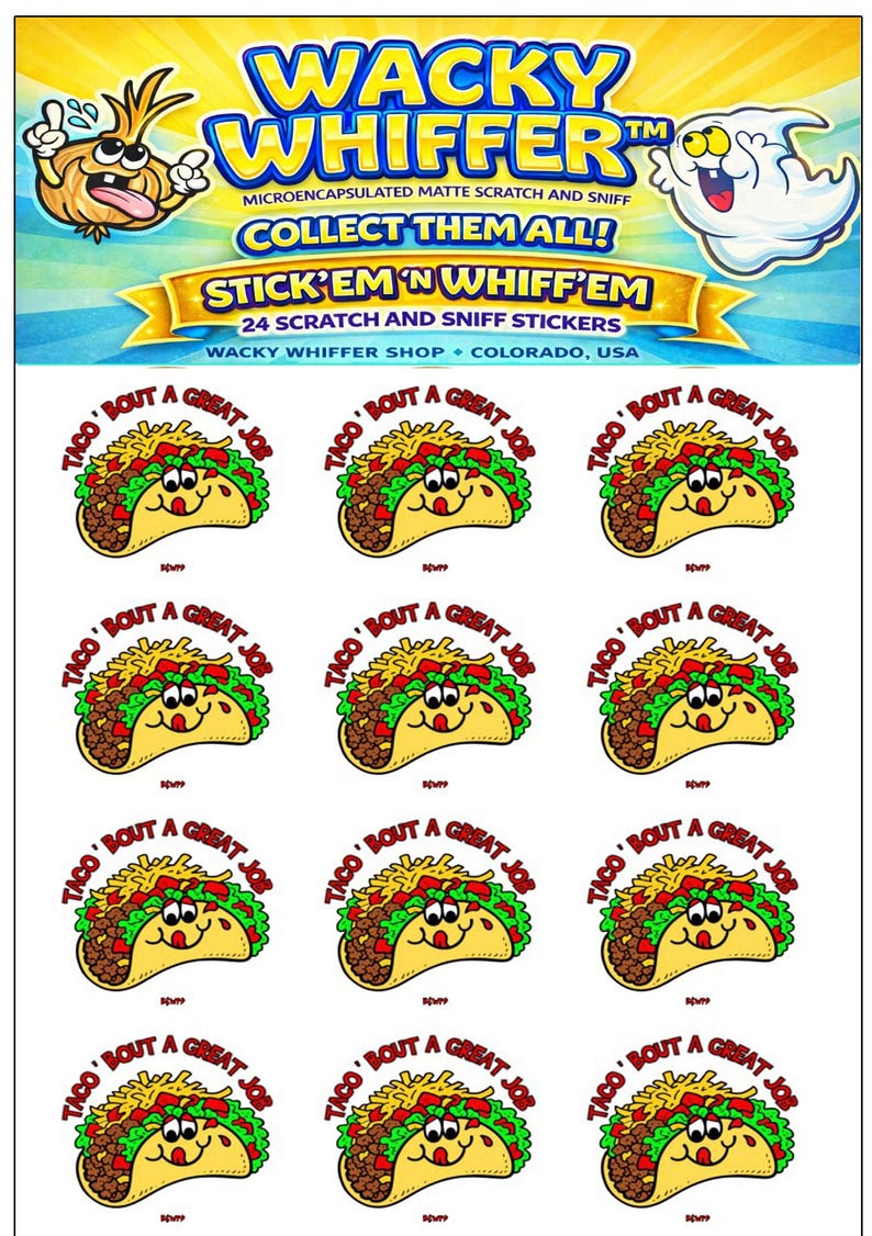 TACO Scratch and Sniff Stickers. Strong , Long Lasting Scent. Wacky ...