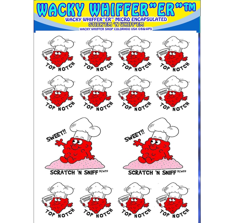 Raspberry Sugar Kiss Cut Scratch and Sniff Sticker Pack. Wacky Whiffer ...