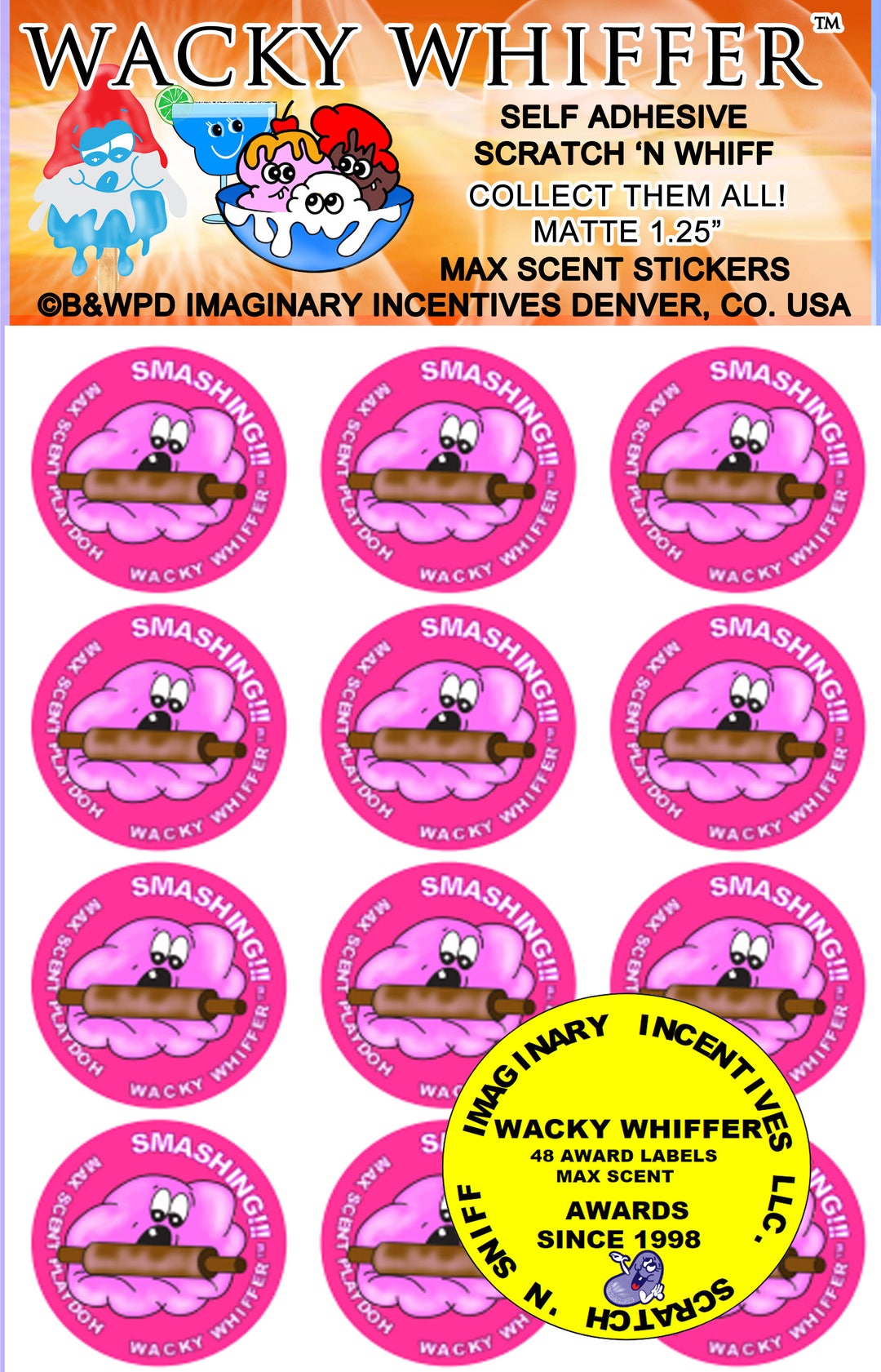Juicy Bubble Gum Scented Scratch and Sniff Stickers, 48 Pack MAX Scent ...
