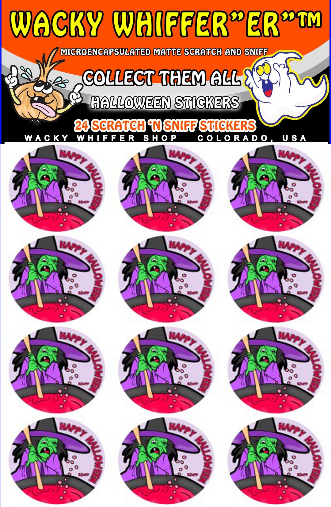 Wacky Whiffer Halloween Scratch and Sniff Stickers - Witches Brew (24 ...