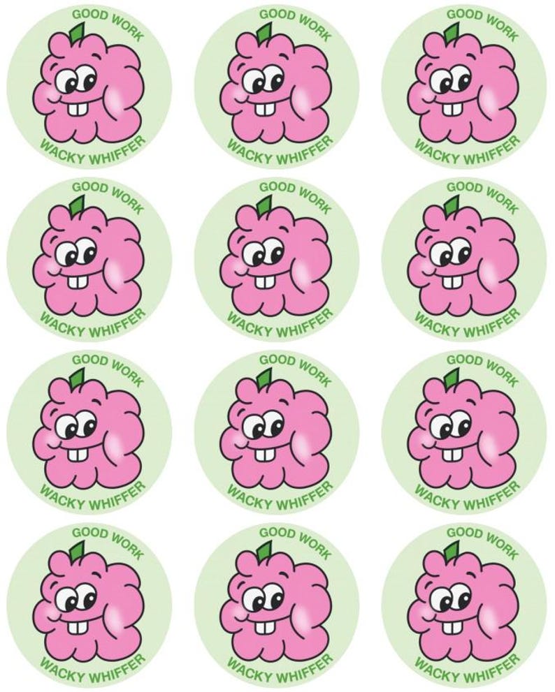 VINTAGE 1998 NEW Stock. Raspberry Scratch and Sniff Stickers. Wacky ...