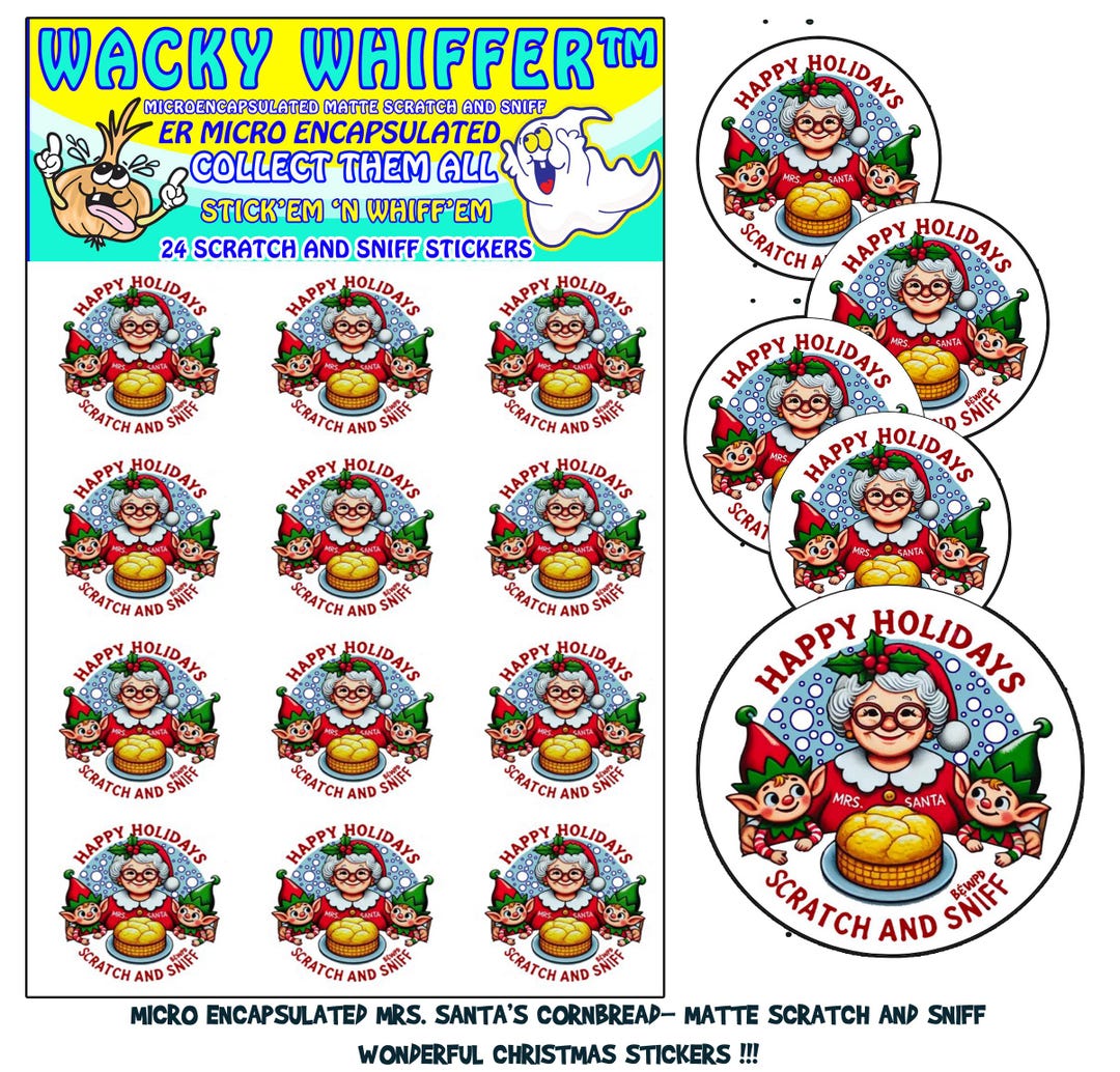 Mrs. Santa Christmas Scented Scratch and Sniff Stickers. Mrs. Santa's ...