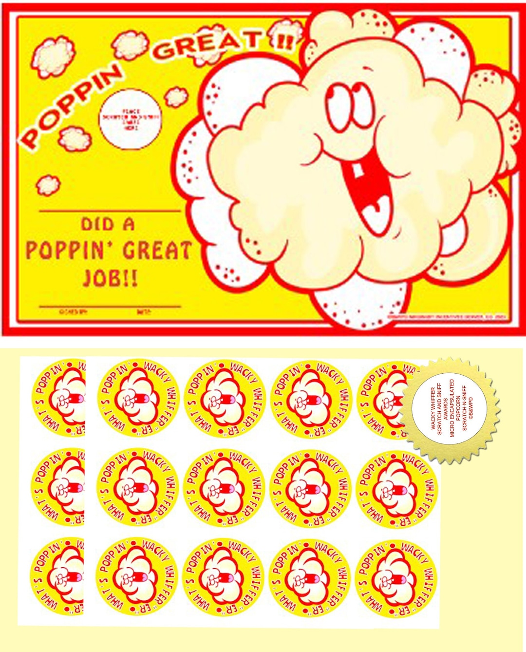 Wonderful Smelling Popcorn Awards and Stickers! Wacky Whiffer"er" Micro ...