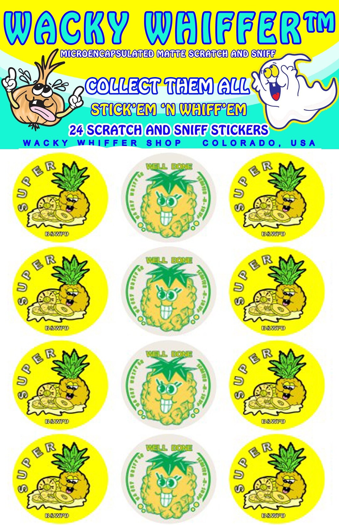 Aloha Pineapple Scratch and Sniff Stickers - Wacky Whiffer ER Matte ...